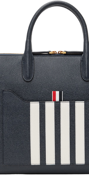 Thom Browne - Navy Pebble Grain 4-Bar Briefcase