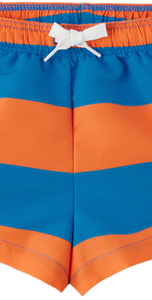 TINYCOTTONS - Kids Orange & Blue Stripes Swim Shorts