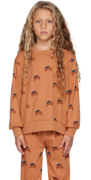 TINYCOTTONS - Kids Orange Croissant Sweatshirt