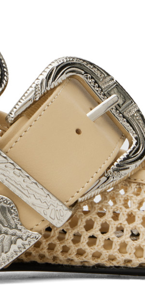 Toga Pulla - SSENSE Exclusive Beige Crochet Net Jet Ballerina Flats