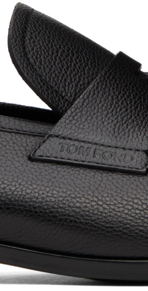 TOM FORD - Black Supple Grain Leather Sean Penny Loafers