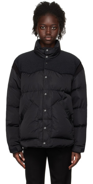 UNDERCOVER - Black Paneled Faux-Fur Down Jacket