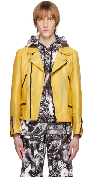UNDERCOVER - Yellow Zip-Up Leather Jacket