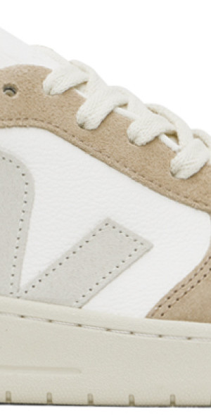 VEJA - Beige & White V-10 Leather Sneakers