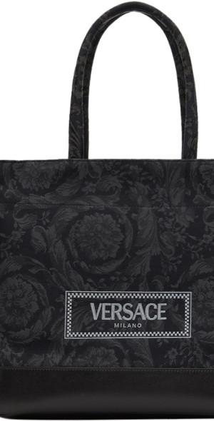 Versace - Baby Black Barocco Athena Changing Bag & Mat Set