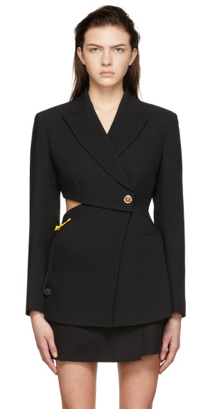 Versace - Black Safety Pin Cutout Blazer