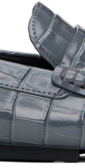 Versace - Gray Medusa Croc-Effect Driver Loafers