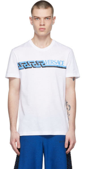 Versace - White Geometric La Greca T-Shirt