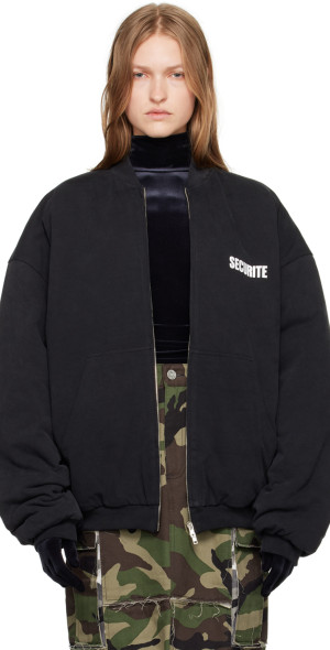 VETEMENTS - Black Securite Bomber Jacket