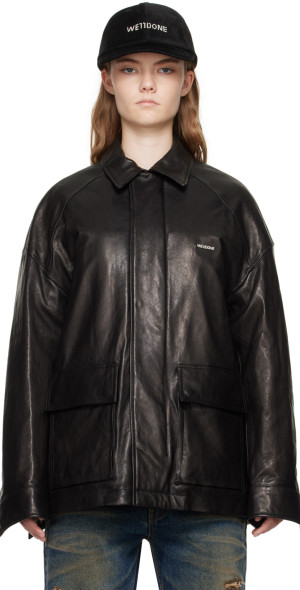 We11done - Black Padded Leather Jacket