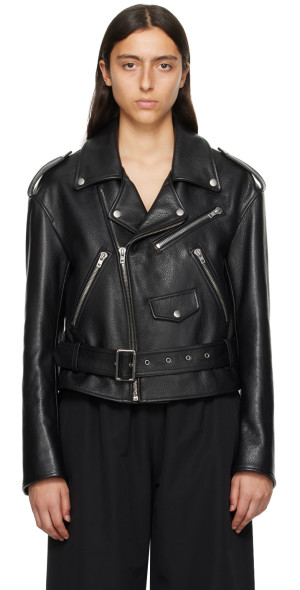 We11done - Black Printed Leather Jacket