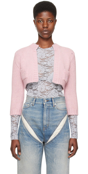 We11done - Pink Patch Pocket Cardigan