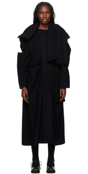 YOHJI YAMAMOTO - Black Box Detail Stole Collar Coat