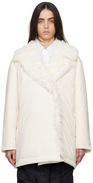 Yves Salomon - SSENSE Exclusive Off-White Shearling Down Jacket Yves Salomon - SSENSE Exclusive Off-White Shearling Down Jacket