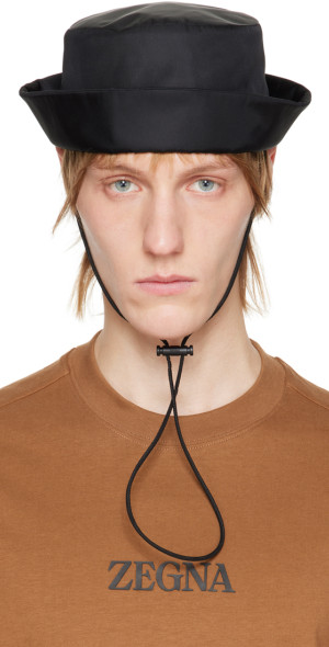 ZEGNA - Black Chin Strap Bucket Hat
