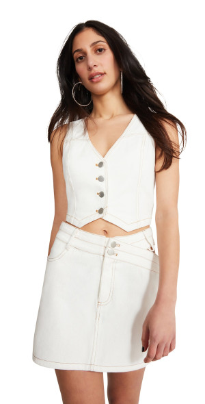 STEVEMADDEN - BUTTON FRONT VEST WHITE