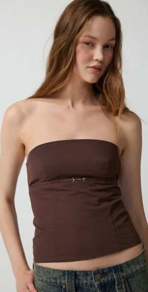 brown strapless top