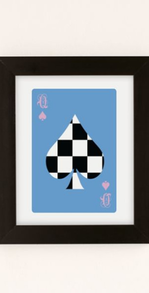 NataliaDesignsbyNK - Checkered Queen Of Spades Playing Card Art Print ...