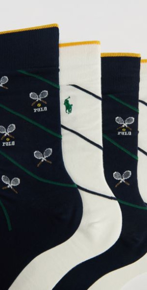 Polo Ralph Lauren - Tennis Racket Slack Crew Sock 2-Pack in Navy, Men's ...