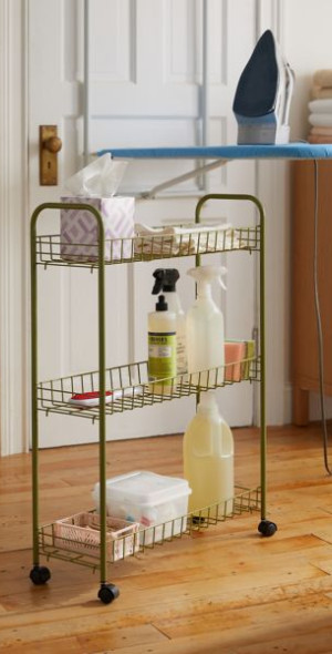 Urban Outfitters - 3-Tier Rolling Storage Cart in Dark Green at