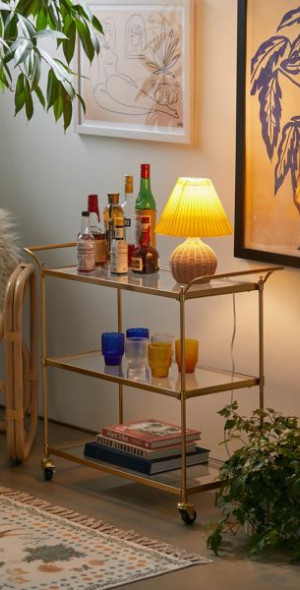 Urban Outfitters - Jade Brass Bar Cart in Gold at